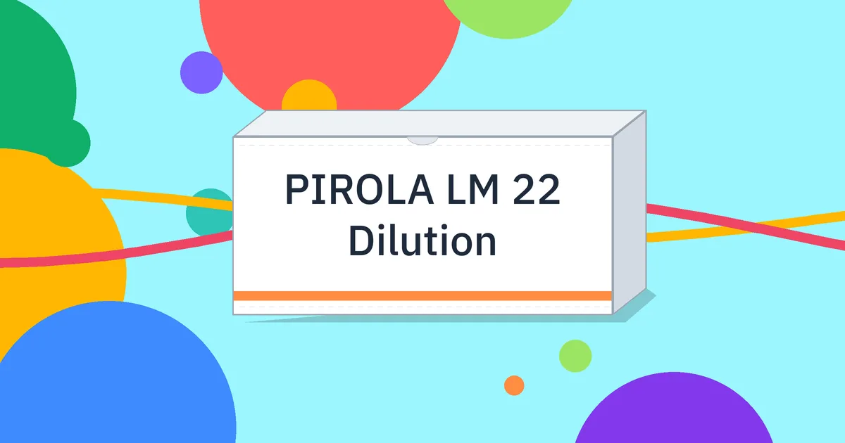 Symbolbild: Packung mit der Aufschrift PIROLA LM 22 Dilution (PZN 13645419) – Verfügbarkeit und Bezug in Apotheken in Frankfurt am Main