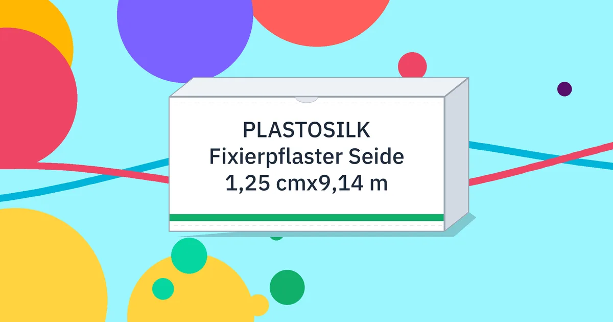 Symbolbild: Packung mit der Aufschrift PLASTOSILK Fixierpflaster Seide 1,25 cmx9,14 m (PZN 00602986) – Verfügbarkeit und Bezug in Apotheken in Frankfurt am Main