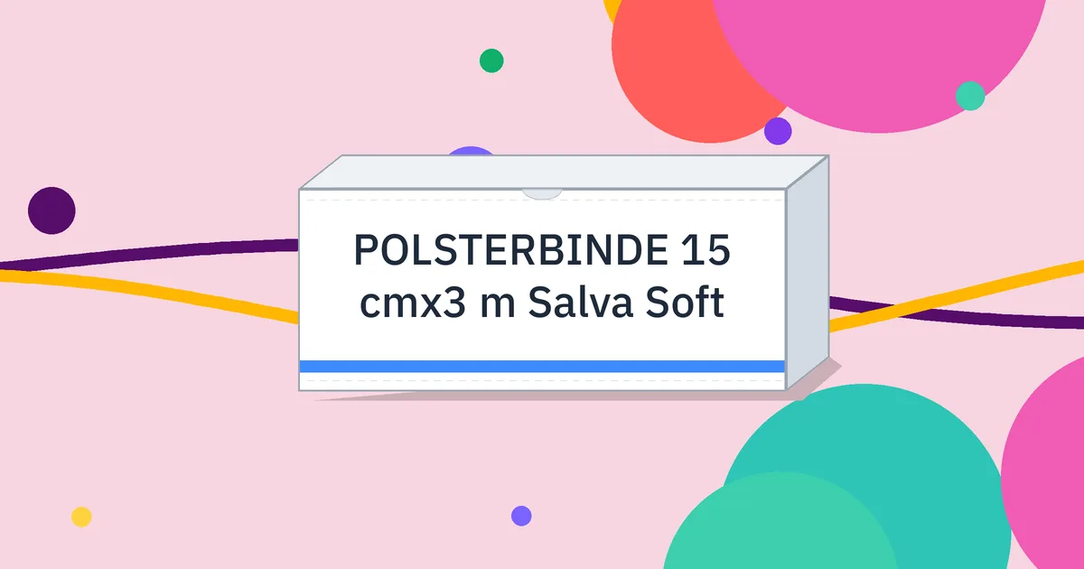 Symbolbild: Packung mit der Aufschrift POLSTERBINDE 15 cmx3 m Salva Soft (PZN 10351433) – Verfügbarkeit und Bezug in Apotheken in Frankfurt am Main