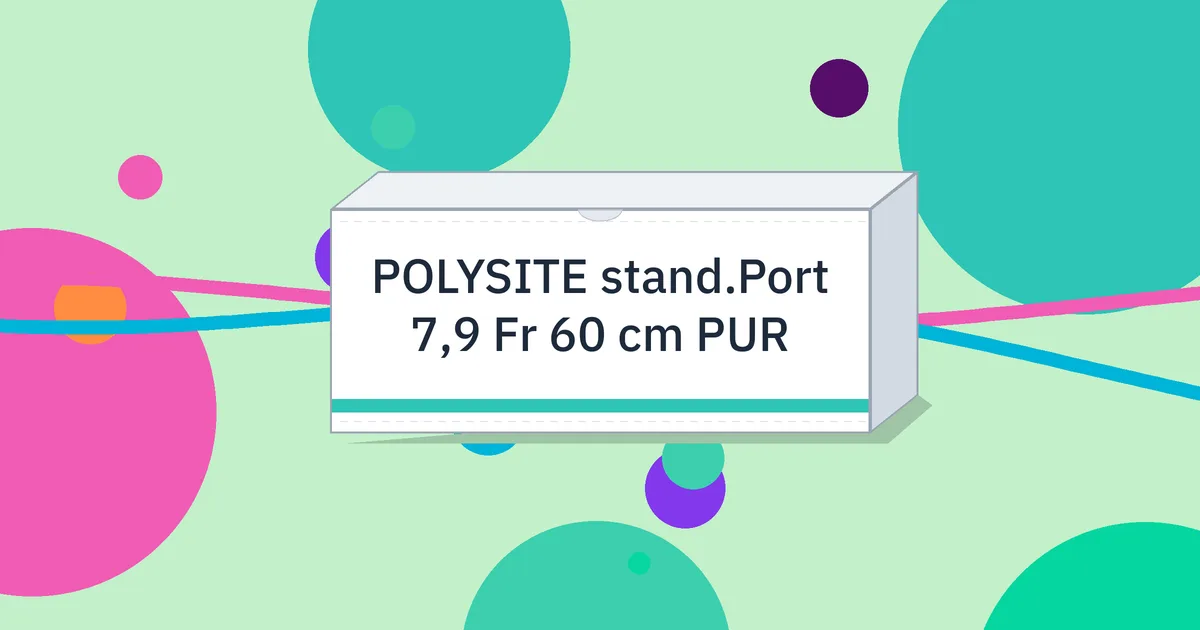 Symbolbild: Packung mit der Aufschrift POLYSITE stand.Port 7,9 Fr 60 cm PUR (PZN 12340296) – Verfügbarkeit und Bezug in Apotheken in Frankfurt am Main