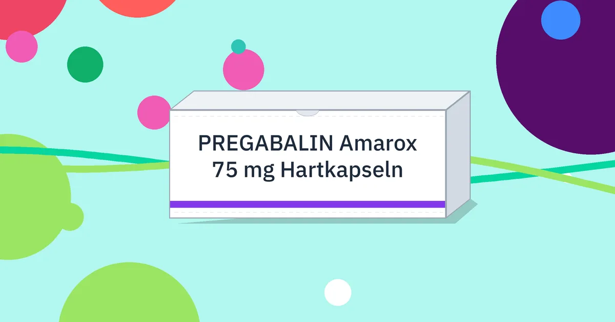 Symbolbild: Packung mit der Aufschrift PREGABALIN Amarox 75 mg Hartkapseln (PZN 16805450) – Verfügbarkeit und Bezug in Apotheken in Frankfurt am Main