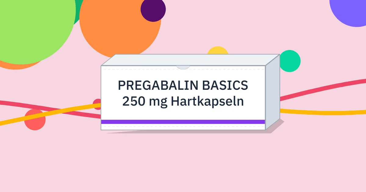 Symbolbild: Packung mit der Aufschrift PREGABALIN BASICS 250 mg Hartkapseln (PZN 12548559) – Verfügbarkeit und Bezug in Apotheken in Frankfurt am Main