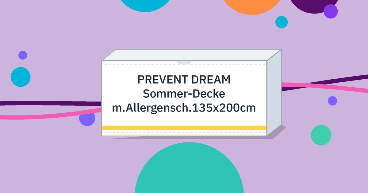 Symbolbild: Packung mit der Aufschrift PREVENT DREAM Sommer-Decke m.Allergensch.135x200cm (PZN 13423699) – Verfügbarkeit und Bezug in Apotheken in Frankfurt am Main