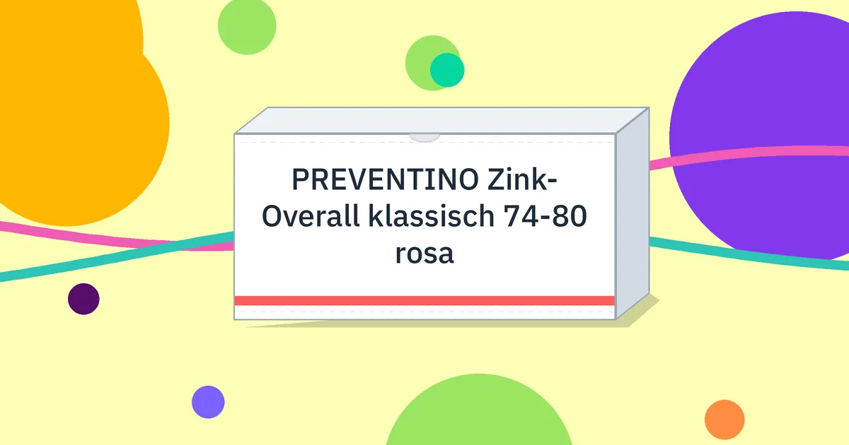Symbolbild: Packung mit der Aufschrift PREVENTINO Zink-Overall klassisch 74-80 rosa (PZN 12446356) – Verfügbarkeit und Bezug in Apotheken in Frankfurt am Main