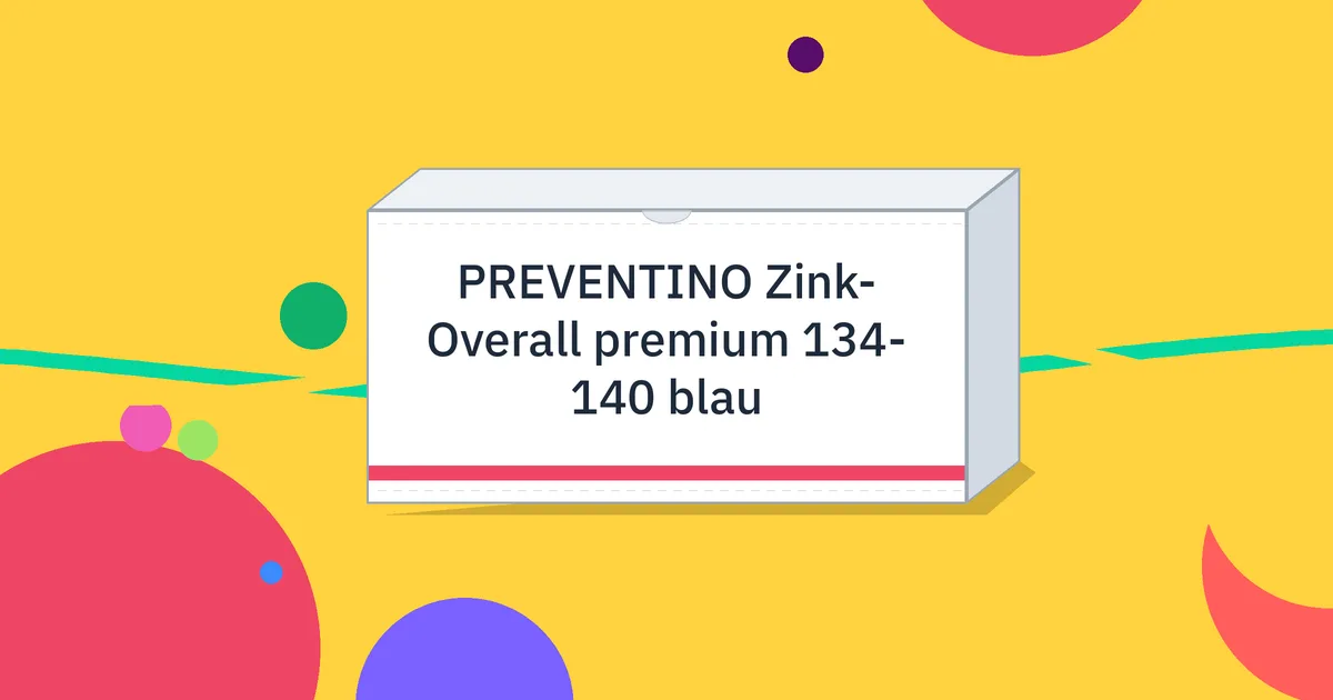 Symbolbild: Packung mit der Aufschrift PREVENTINO Zink-Overall premium 134-140 blau (PZN 12446497) – Verfügbarkeit und Bezug in Apotheken in Frankfurt am Main