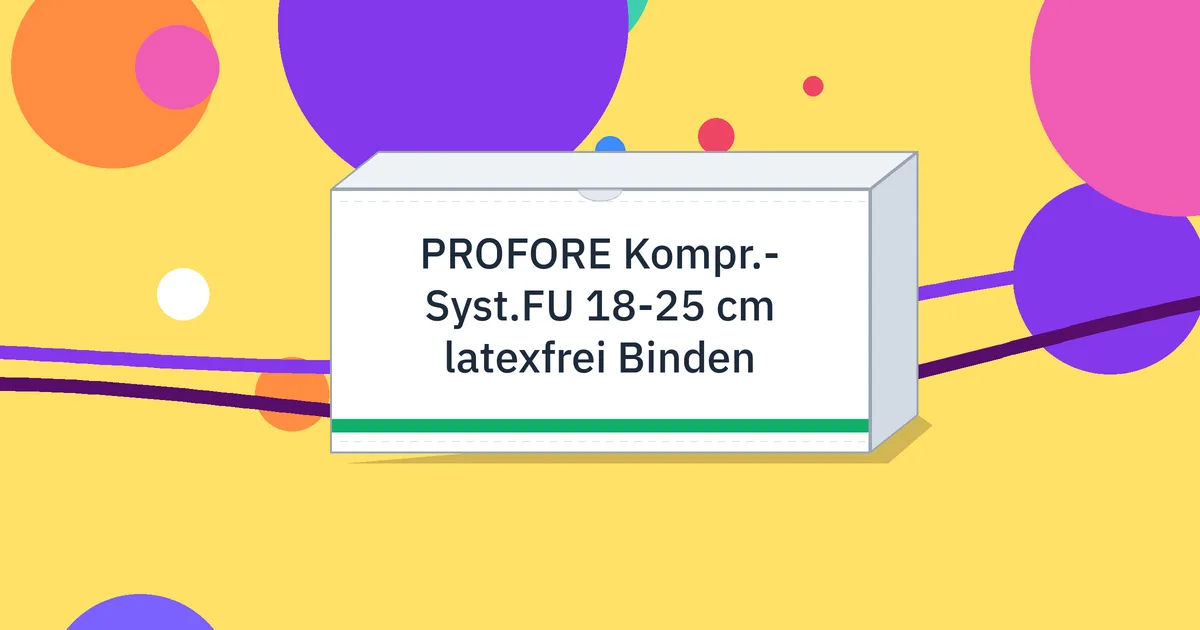 Symbolbild: Packung mit der Aufschrift PROFORE Kompr.-Syst.FU 18-25 cm latexfrei Binden (PZN 05526103) – Verfügbarkeit und Bezug in Apotheken in Frankfurt am Main