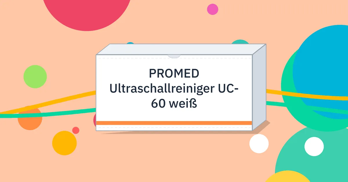 Symbolbild: Packung mit der Aufschrift PROMED Ultraschallreiniger UC-60 weiß (PZN 20799695) – Verfügbarkeit und Bezug in Apotheken in Frankfurt am Main