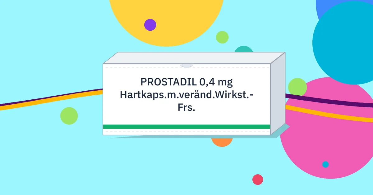 Symbolbild: Packung mit der Aufschrift PROSTADIL 0,4 mg Hartkaps.m.veränd.Wirkst.-Frs. (PZN 04609850) – Verfügbarkeit und Bezug in Apotheken in Frankfurt am Main