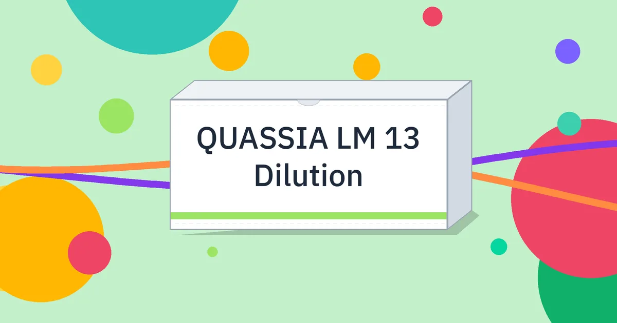 Symbolbild: Packung mit der Aufschrift QUASSIA LM 13 Dilution (PZN 13673203) – Verfügbarkeit und Bezug in Apotheken in Frankfurt am Main