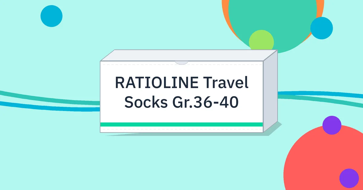 Symbolbild: Packung mit der Aufschrift RATIOLINE Travel Socks Gr.36-40 (PZN 15322850) – Verfügbarkeit und Bezug in Apotheken in Frankfurt am Main