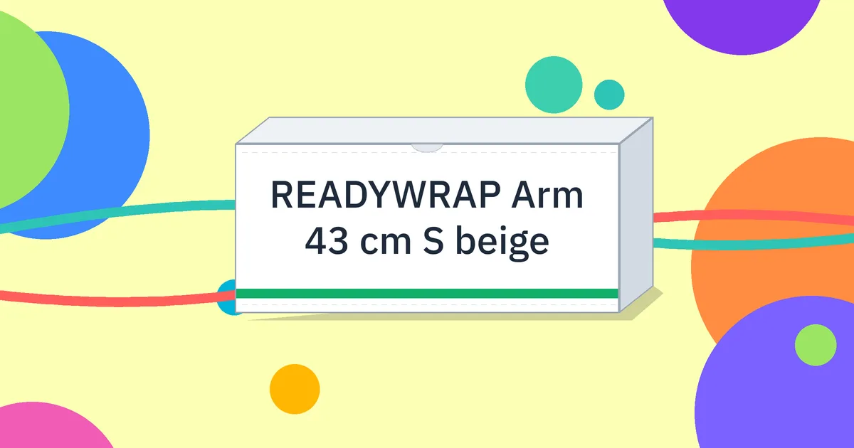 Symbolbild: Packung mit der Aufschrift READYWRAP Arm 43 cm S beige (PZN 16567341) – Verfügbarkeit und Bezug in Apotheken in Frankfurt am Main