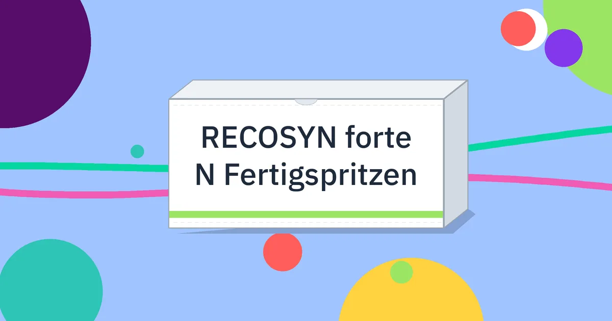 Symbolbild: Packung mit der Aufschrift RECOSYN forte N Fertigspritzen (PZN 15382496) – Verfügbarkeit und Bezug in Apotheken in Frankfurt am Main