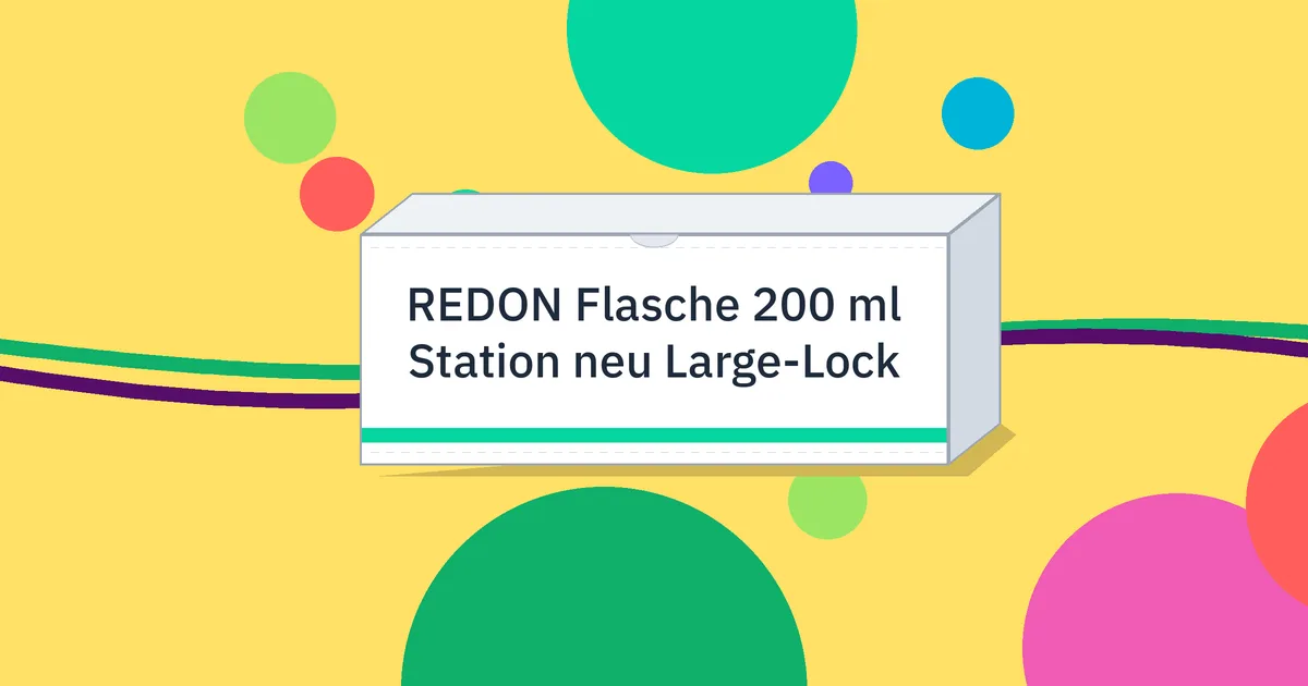Symbolbild: Packung mit der Aufschrift REDON Flasche 200 ml Station neu Large-Lock (PZN 08928463) – Verfügbarkeit und Bezug in Apotheken in Frankfurt am Main