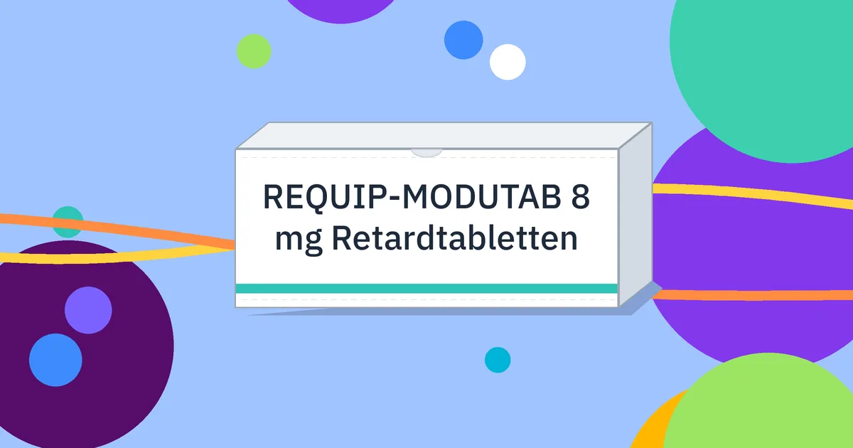 Symbolbild: Packung mit der Aufschrift REQUIP-MODUTAB 8 mg Retardtabletten (PZN 05500351) – Verfügbarkeit und Bezug in Apotheken in Frankfurt am Main