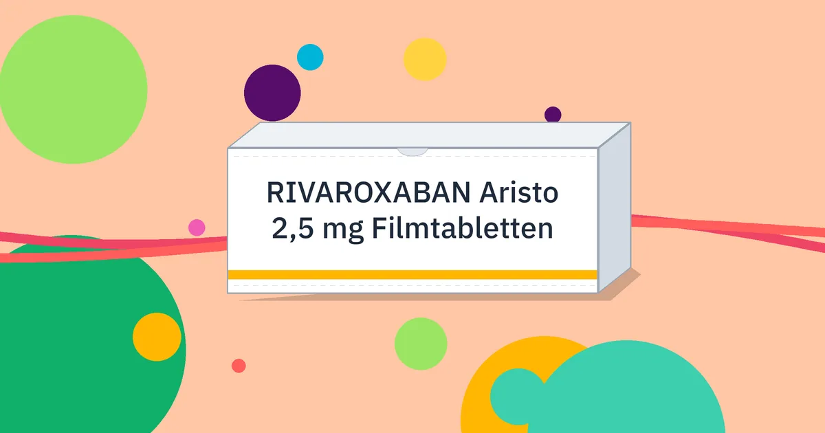Symbolbild: Packung mit der Aufschrift RIVAROXABAN Aristo 2,5 mg Filmtabletten (PZN 19159453) – Verfügbarkeit und Bezug in Apotheken in Frankfurt am Main