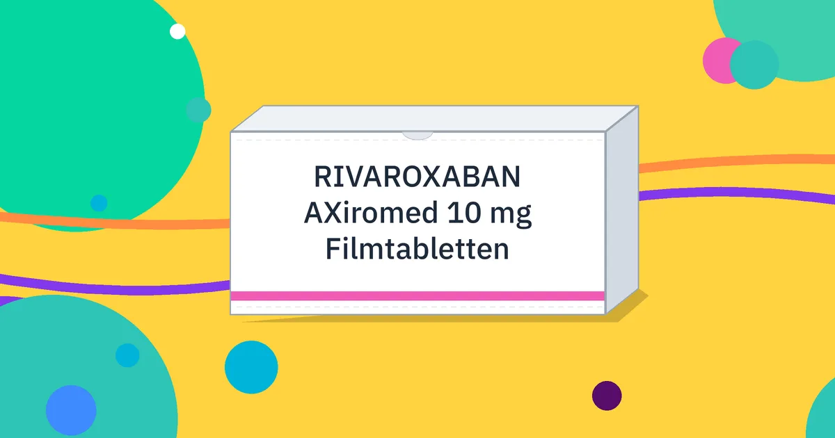 Symbolbild: Packung mit der Aufschrift RIVAROXABAN AXiromed 10 mg Filmtabletten (PZN 20112988) – Verfügbarkeit und Bezug in Apotheken in Frankfurt am Main