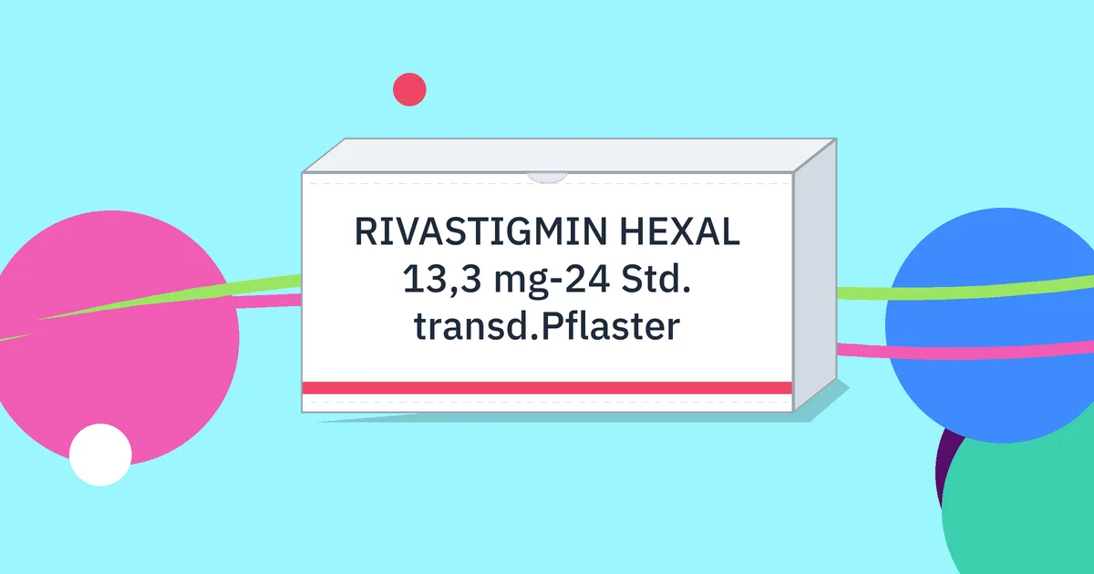 Symbolbild: Packung mit der Aufschrift RIVASTIGMIN HEXAL 13,3 mg-24 Std. transd.Pflaster (PZN 11112009) – Verfügbarkeit und Bezug in Apotheken in Frankfurt am Main