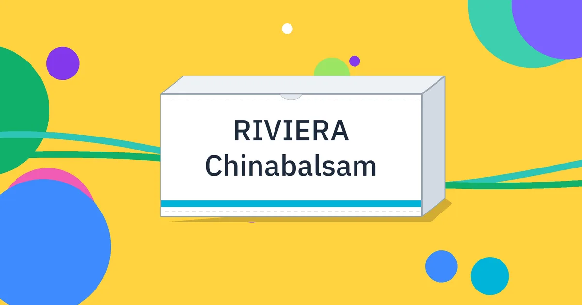 Symbolbild: Packung mit der Aufschrift RIVIERA Chinabalsam (PZN 09166937) – Verfügbarkeit und Bezug in Apotheken in Frankfurt am Main