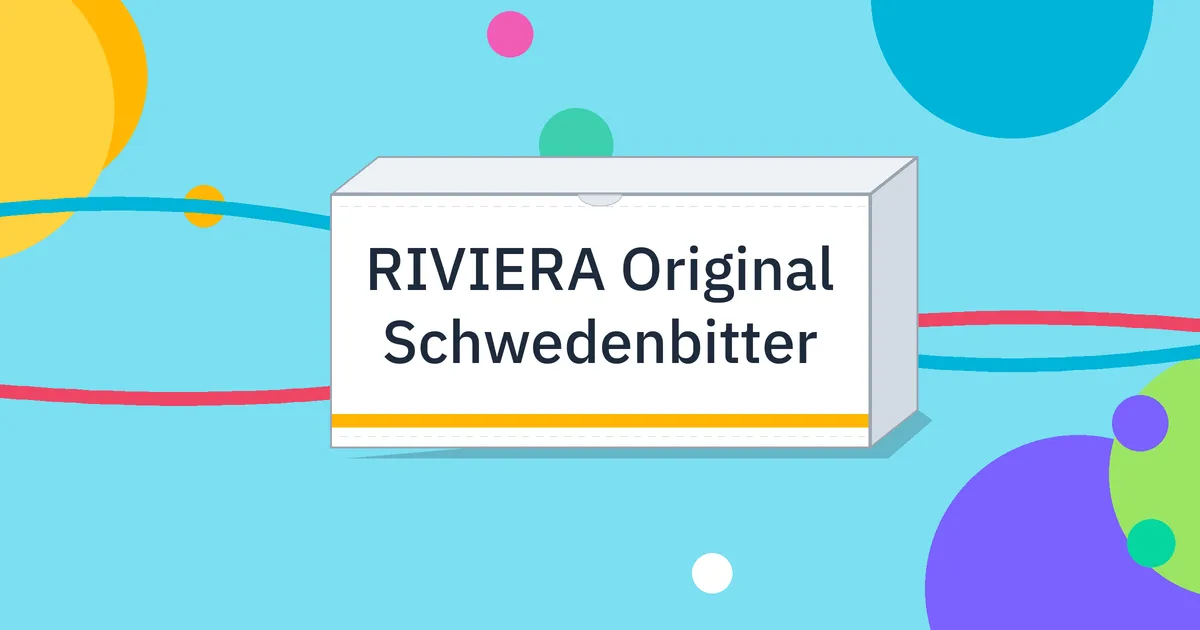 Symbolbild: Packung mit der Aufschrift RIVIERA Original Schwedenbitter (PZN 10000917) – Verfügbarkeit und Bezug in Apotheken in Frankfurt am Main
