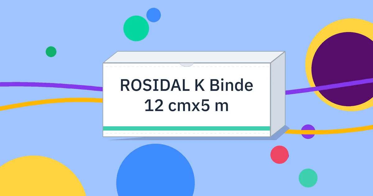 Symbolbild: Packung mit der Aufschrift ROSIDAL K Binde 12 cmx5 m (PZN 08402904) – Verfügbarkeit und Bezug in Apotheken in Frankfurt am Main
