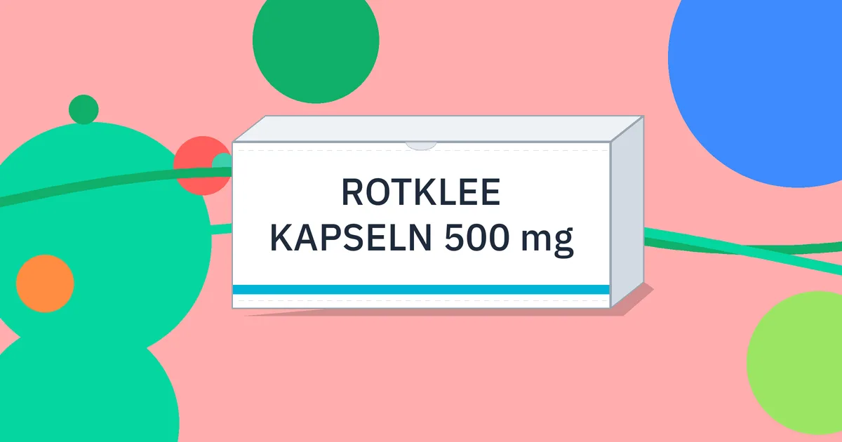 Symbolbild: Packung mit der Aufschrift ROTKLEE KAPSELN 500 mg (PZN 00715986) – Verfügbarkeit und Bezug in Apotheken in Frankfurt am Main