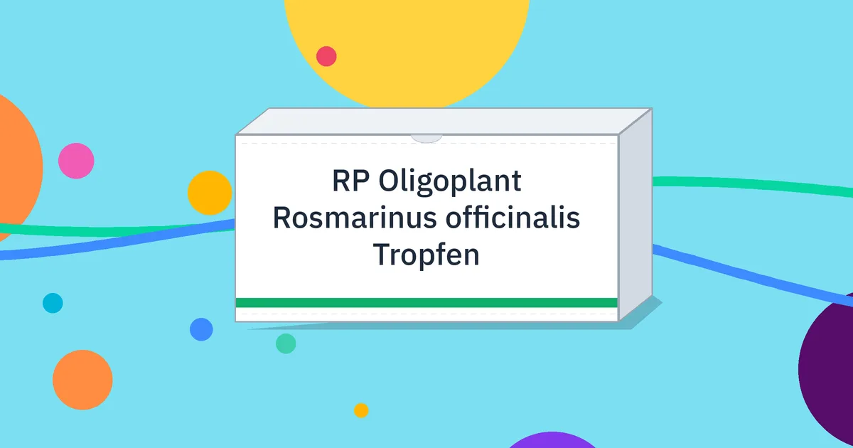 Symbolbild: Packung mit der Aufschrift RP Oligoplant Rosmarinus officinalis Tropfen (PZN 04433517) – Verfügbarkeit und Bezug in Apotheken in Frankfurt am Main