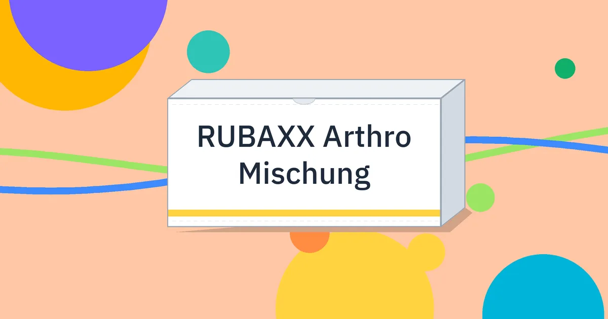 Symbolbild: Packung mit der Aufschrift RUBAXX Arthro Mischung (PZN 15617516) – Verfügbarkeit und Bezug in Apotheken in Frankfurt am Main