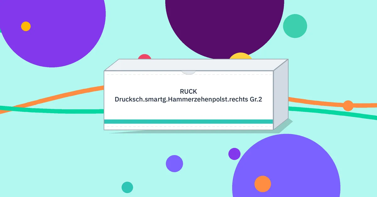 Symbolbild: Packung mit der Aufschrift RUCK Drucksch.smartg.Hammerzehenpolst.rechts Gr.2 (PZN 16905068) – Verfügbarkeit und Bezug in Apotheken in Frankfurt am Main