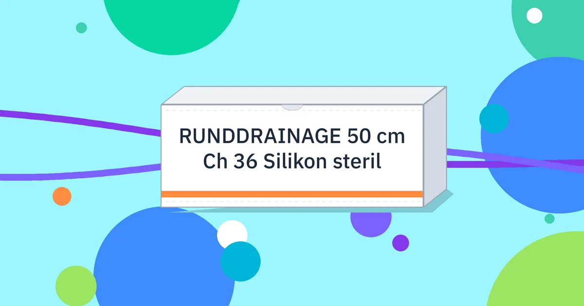 Symbolbild: Packung mit der Aufschrift RUNDDRAINAGE 50 cm Ch 36 Silikon steril (PZN 05867465) – Verfügbarkeit und Bezug in Apotheken in Frankfurt am Main