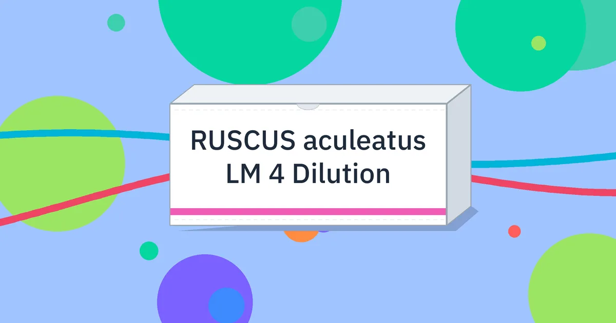 Symbolbild: Packung mit der Aufschrift RUSCUS aculeatus LM 4 Dilution (PZN 13173162) – Verfügbarkeit und Bezug in Apotheken in Frankfurt am Main