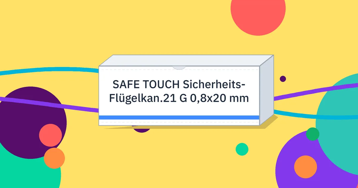 Symbolbild: Packung mit der Aufschrift SAFE TOUCH Sicherheits-Flügelkan.21 G 0,8x20 mm (PZN 05956157) – Verfügbarkeit und Bezug in Apotheken in Frankfurt am Main