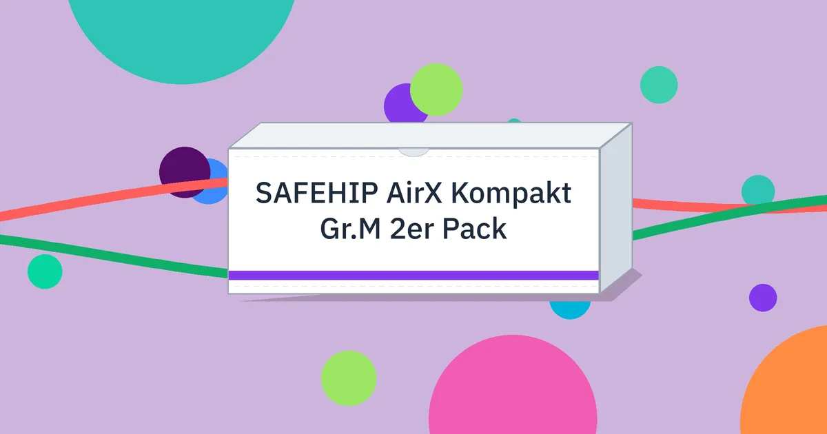 Symbolbild: Packung mit der Aufschrift SAFEHIP AirX Kompakt Gr.M 2er Pack (PZN 09931154) – Verfügbarkeit und Bezug in Apotheken in Frankfurt am Main