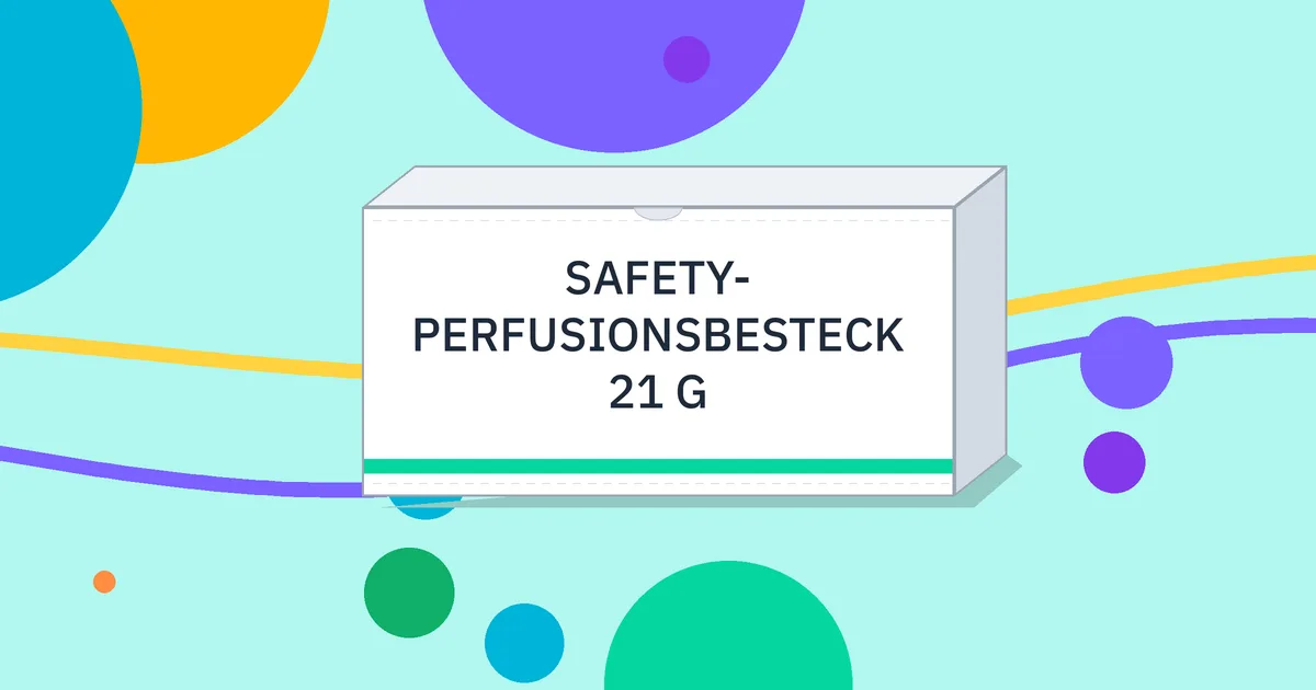 Symbolbild: Packung mit der Aufschrift SAFETY-PERFUSIONSBESTECK 21 G (PZN 02087376) – Verfügbarkeit und Bezug in Apotheken in Frankfurt am Main