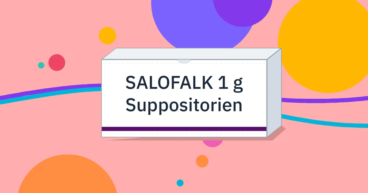 Symbolbild: Packung mit der Aufschrift SALOFALK 1 g Suppositorien (PZN 09636219) – Verfügbarkeit und Bezug in Apotheken in Frankfurt am Main