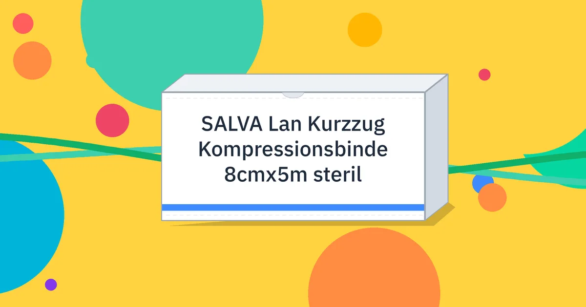 Symbolbild: Packung mit der Aufschrift SALVA Lan Kurzzug Kompressionsbinde 8cmx5m steril (PZN 19768815) – Verfügbarkeit und Bezug in Apotheken in Frankfurt am Main
