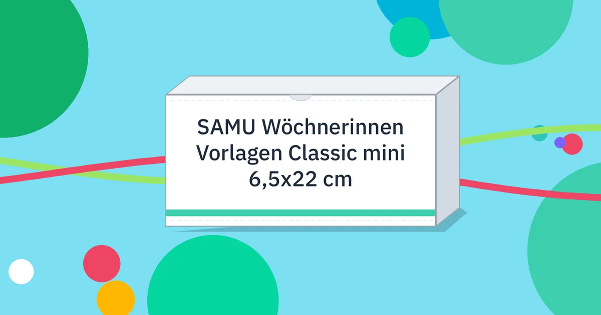 Symbolbild: Packung mit der Aufschrift SAMU Wöchnerinnen Vorlagen Classic mini 6,5x22 cm (PZN 04155610) – Verfügbarkeit und Bezug in Apotheken in Frankfurt am Main