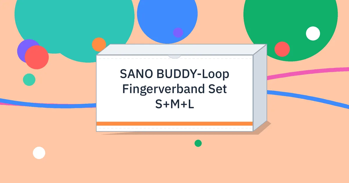 Symbolbild: Packung mit der Aufschrift SANO BUDDY-Loop Fingerverband Set S+M+L (PZN 13305600) – Verfügbarkeit und Bezug in Apotheken in Frankfurt am Main