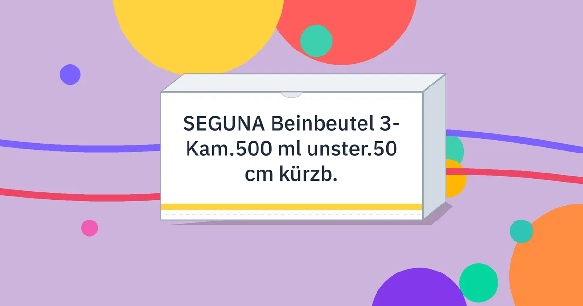 Symbolbild: Packung mit der Aufschrift SEGUNA Beinbeutel 3-Kam.500 ml unster.50 cm kürzb. (PZN 10210968) – Verfügbarkeit und Bezug in Apotheken in Frankfurt am Main