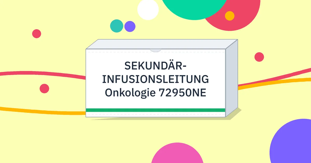 Symbolbild: Packung mit der Aufschrift SEKUNDÄR-INFUSIONSLEITUNG Onkologie 72950NE (PZN 13589276) – Verfügbarkeit und Bezug in Apotheken in Frankfurt am Main