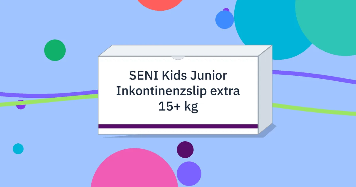 Symbolbild: Packung mit der Aufschrift SENI Kids Junior Inkontinenzslip extra 15+ kg (PZN 18194134) – Verfügbarkeit und Bezug in Apotheken in Frankfurt am Main