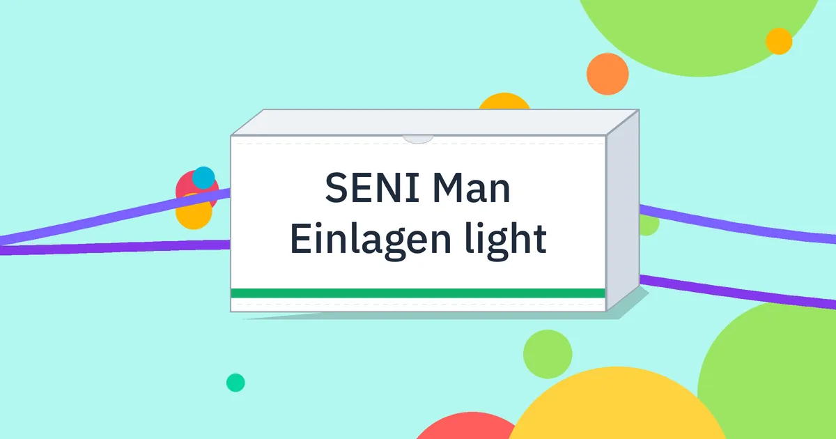 Symbolbild: Packung mit der Aufschrift SENI Man Einlagen light (PZN 20322556) – Verfügbarkeit und Bezug in Apotheken in Frankfurt am Main
