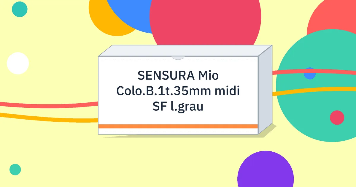 Symbolbild: Packung mit der Aufschrift SENSURA Mio Colo.B.1t.35mm midi SF l.grau (PZN 10206010) – Verfügbarkeit und Bezug in Apotheken in Frankfurt am Main