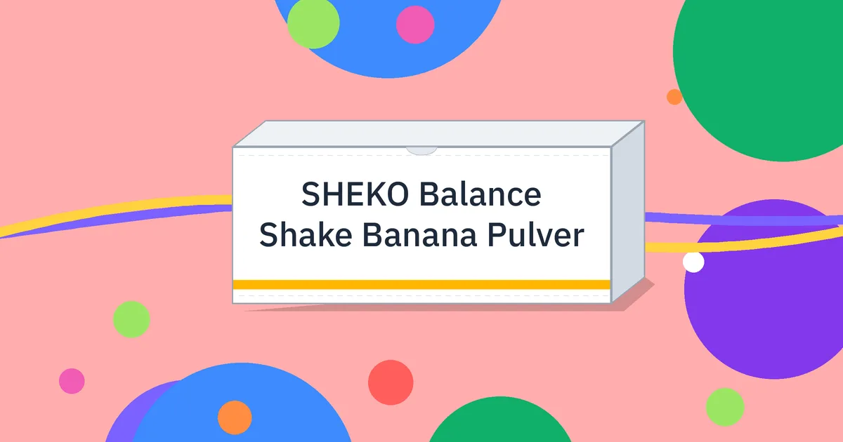 Symbolbild: Packung mit der Aufschrift SHEKO Balance Shake Banana Pulver (PZN 19501578) – Verfügbarkeit und Bezug in Apotheken in Frankfurt am Main