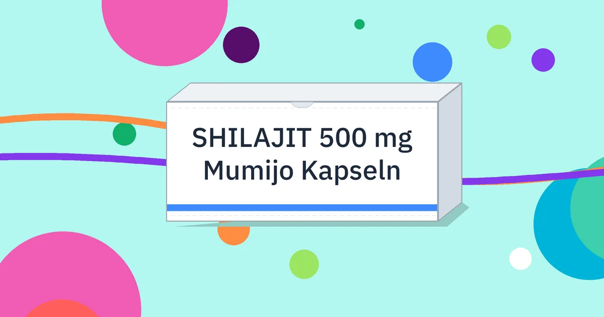 Symbolbild: Packung mit der Aufschrift SHILAJIT 500 mg Mumijo Kapseln (PZN 20306468) – Verfügbarkeit und Bezug in Apotheken in Frankfurt am Main