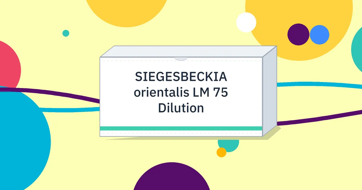 Symbolbild: Packung mit der Aufschrift SIEGESBECKIA orientalis LM 75 Dilution (PZN 13677721) – Verfügbarkeit und Bezug in Apotheken in Frankfurt am Main