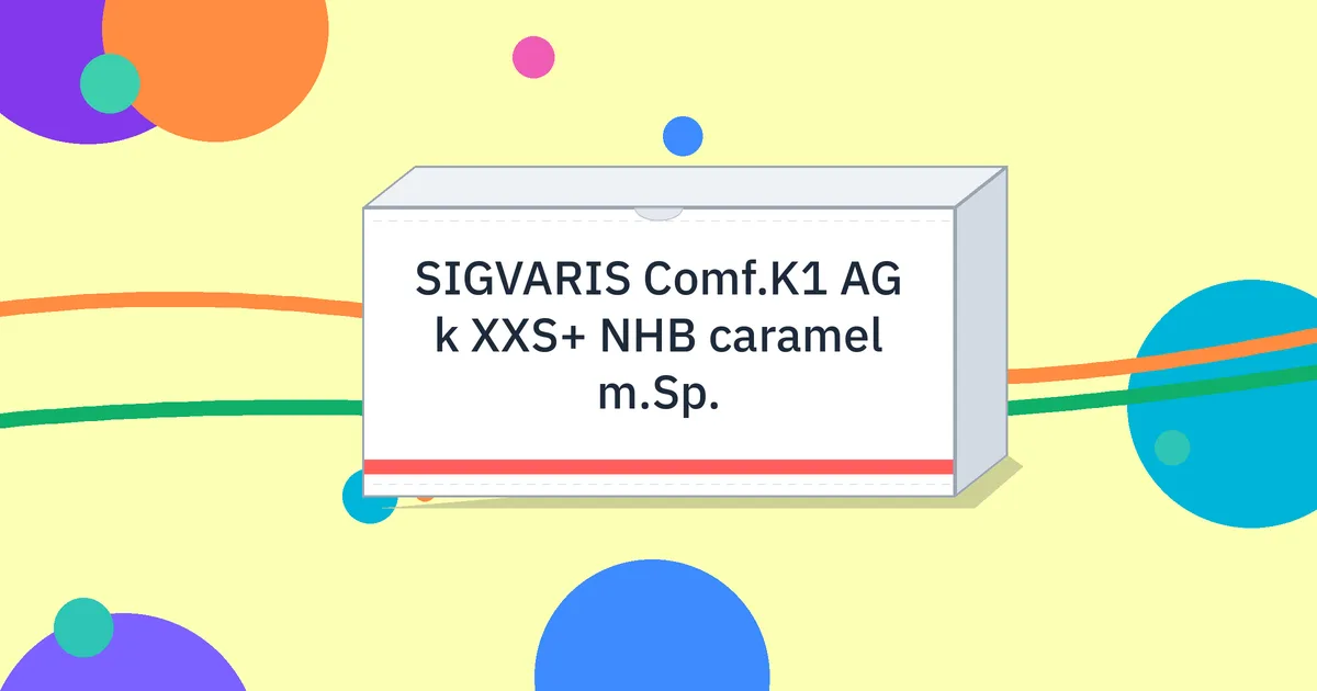 Symbolbild: Packung mit der Aufschrift SIGVARIS Comf.K1 AG k XXS+ NHB caramel m.Sp. (PZN 17097481) – Verfügbarkeit und Bezug in Apotheken in Frankfurt am Main