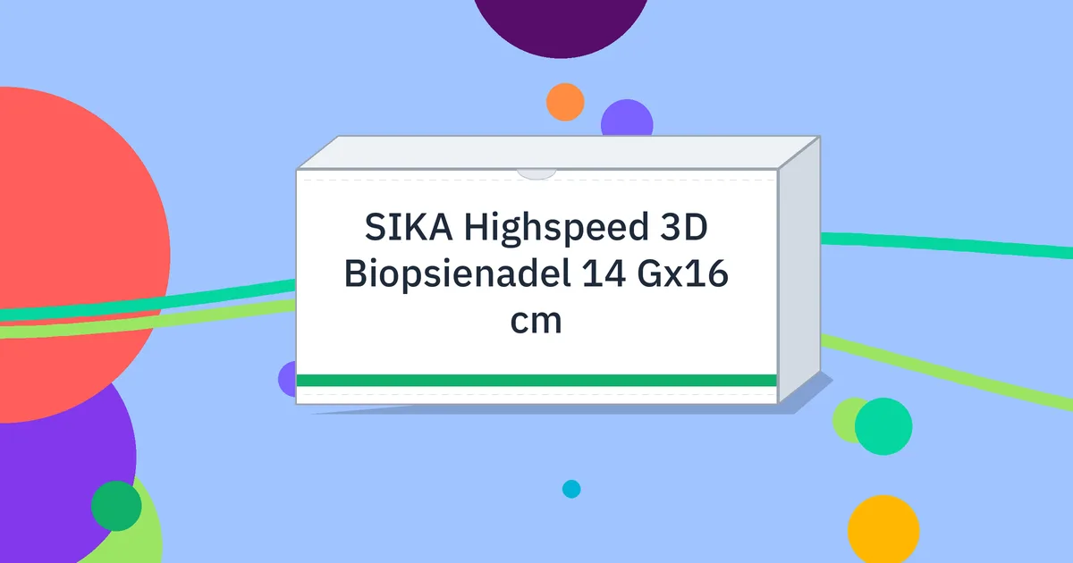 Symbolbild: Packung mit der Aufschrift SIKA Highspeed 3D Biopsienadel 14 Gx16 cm (PZN 20272433) – Verfügbarkeit und Bezug in Apotheken in Frankfurt am Main