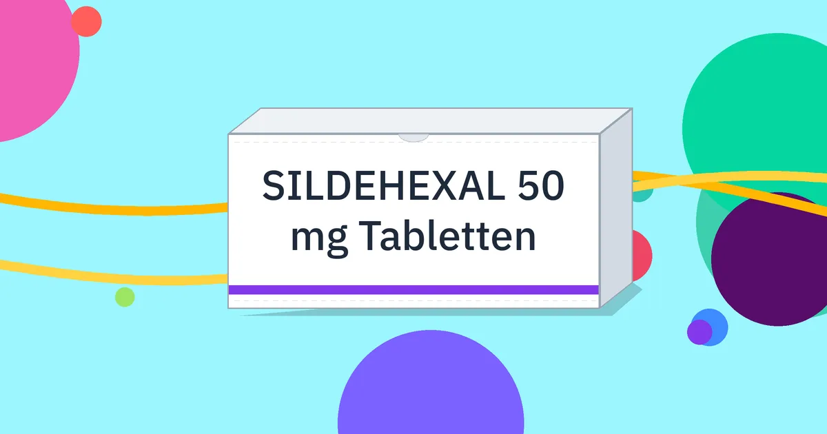 Symbolbild: Packung mit der Aufschrift SILDEHEXAL 50 mg Tabletten (PZN 01541784) – Verfügbarkeit und Bezug in Apotheken in Frankfurt am Main