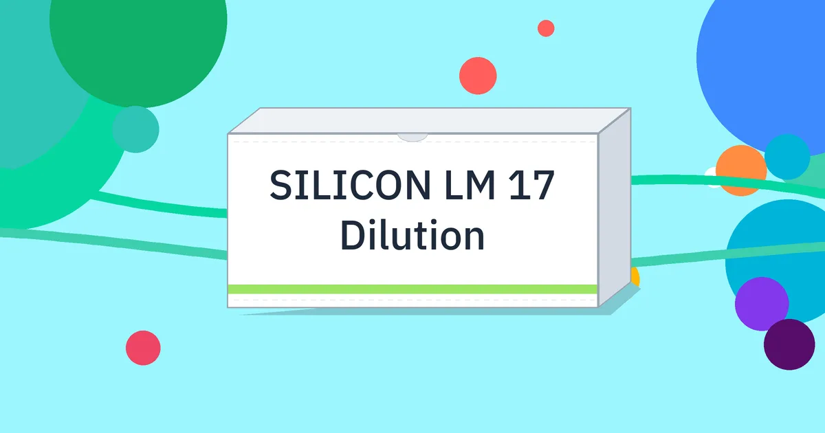 Symbolbild: Packung mit der Aufschrift SILICON LM 17 Dilution (PZN 13678235) – Verfügbarkeit und Bezug in Apotheken in Frankfurt am Main