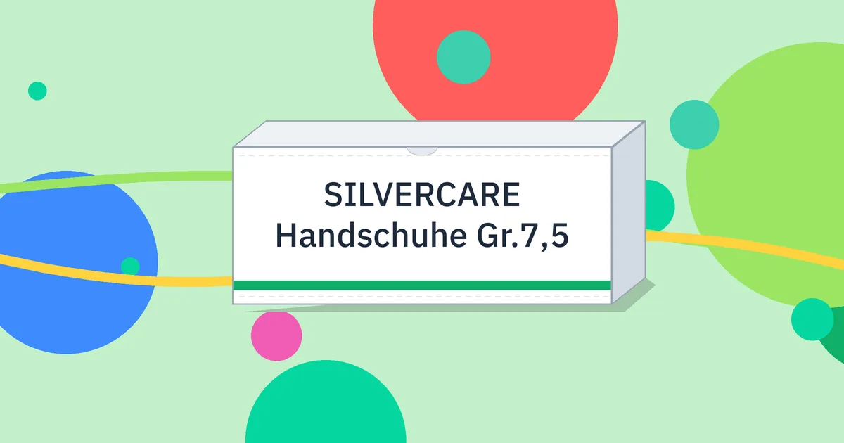 Symbolbild: Packung mit der Aufschrift SILVERCARE Handschuhe Gr.7,5 (PZN 01110860) – Verfügbarkeit und Bezug in Apotheken in Frankfurt am Main